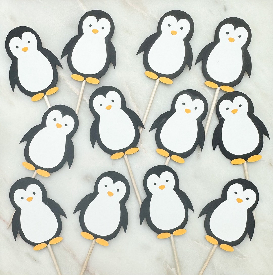 Penguin Cupcake Toppers, Set of 12 | Penguin Party Decor | Waddle on ...