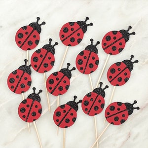 Ladybug Cupcake Toppers, 12 | Ladybug Toothpick | Birthday Party ...