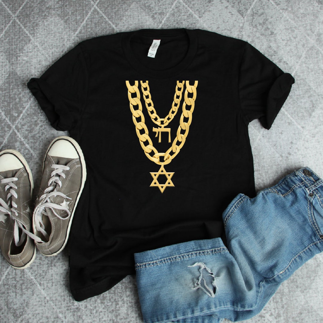 Jew Chai Bling Chain Hanukkah Shirt | Jewish Shirt, Jewish, Hanukkah ...