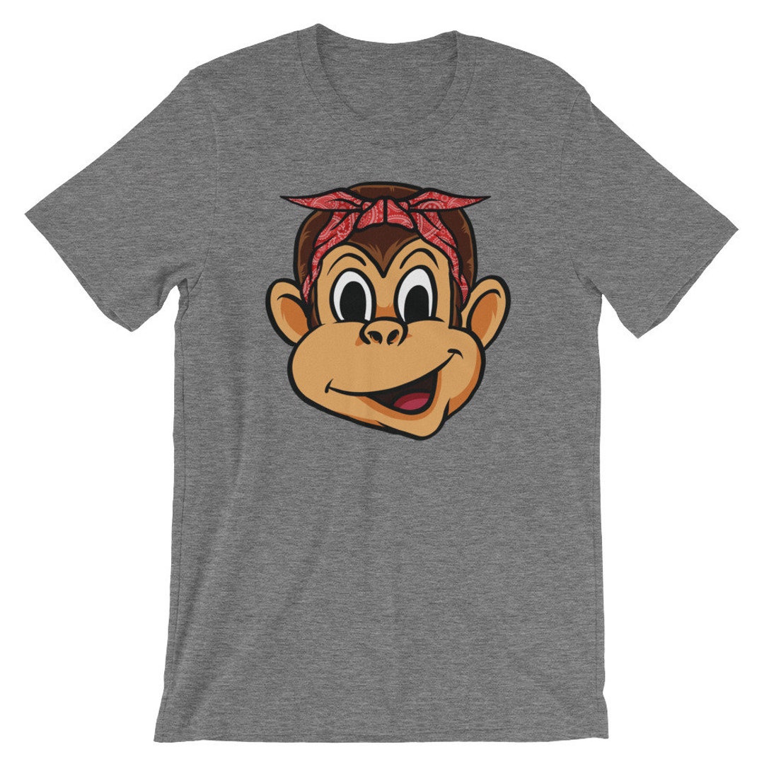 Monkey With Red Bandana T-shirt | Funny Primate Lover Ape Shirt ...