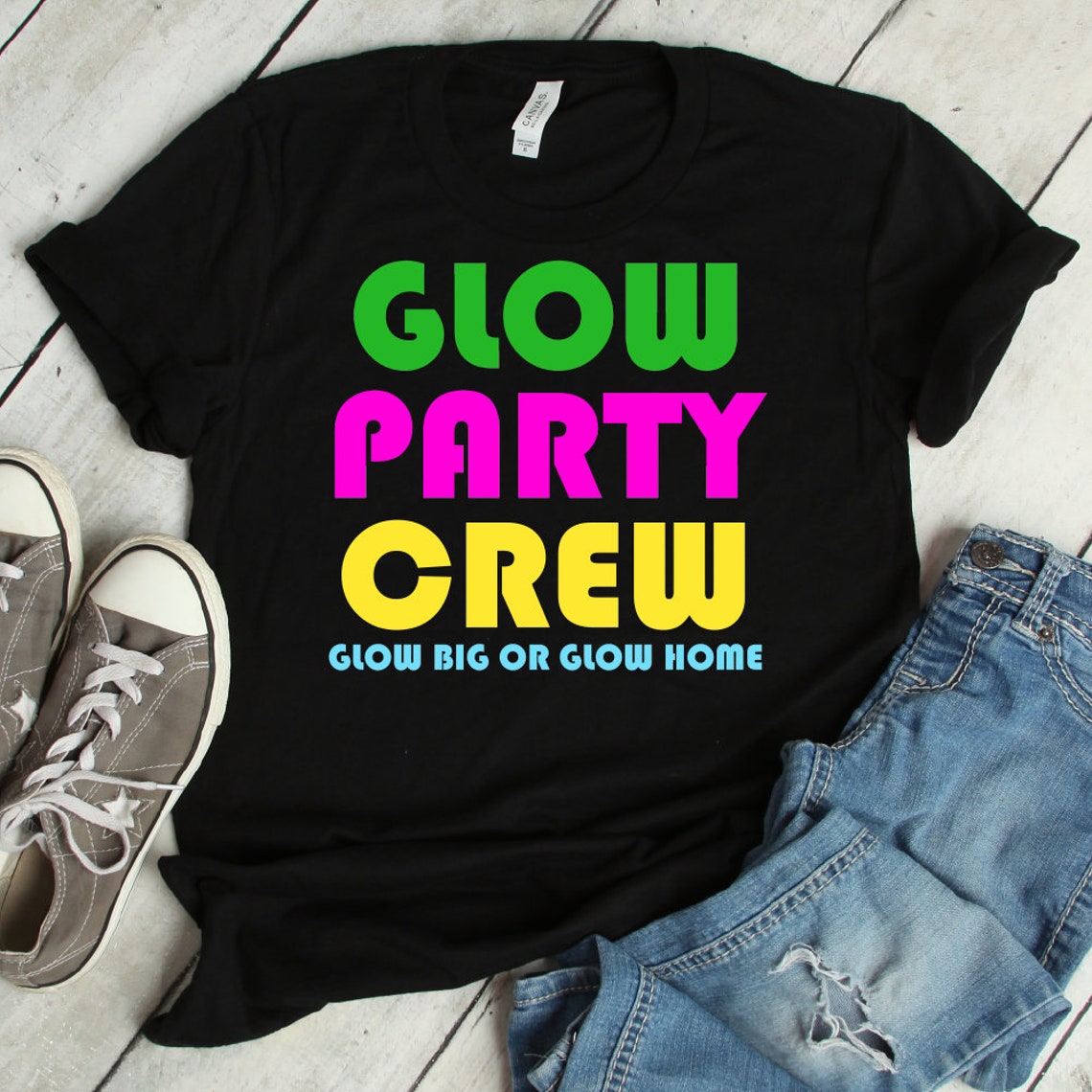Glow Party Crew T-shirt Glow Big or Glow Home Shirt Bright - Etsy