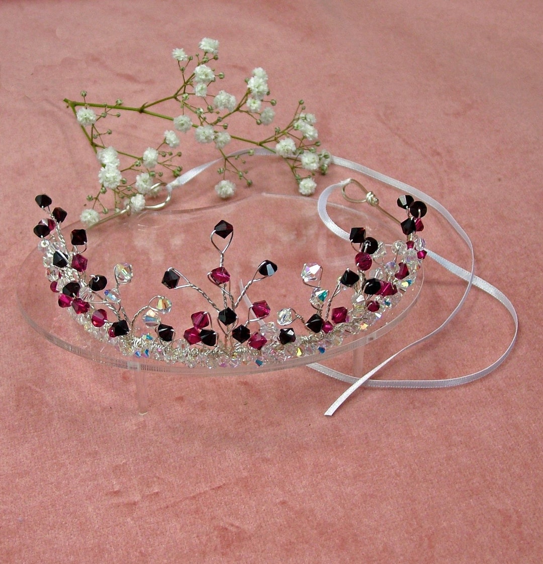 Red Swarovski Tiara With Ruby Red, Garnet and Sparkling Swarovski ...