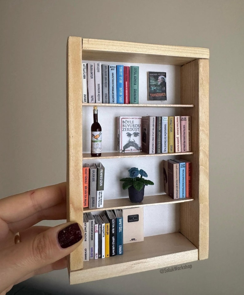 Miniature Bookshelf With 30 Books and Personalized Embellishments ...