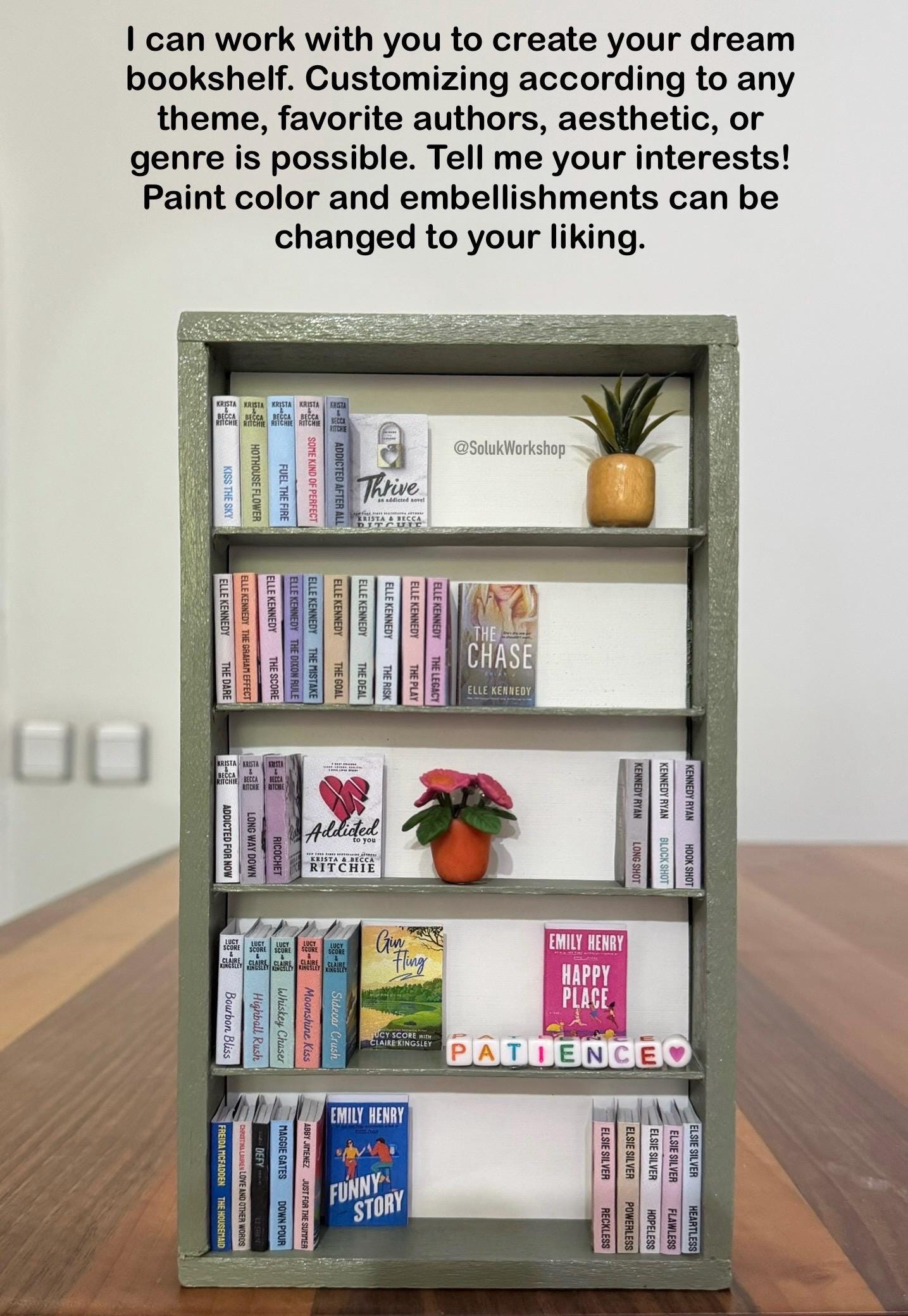 Miniature Bookshelf With Personalized Embellishments - 40 Books ...