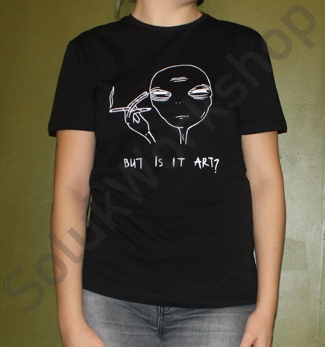 Unisex Black Tired Alien but is It Art Tshirt FREE SHIPPING - Etsy
