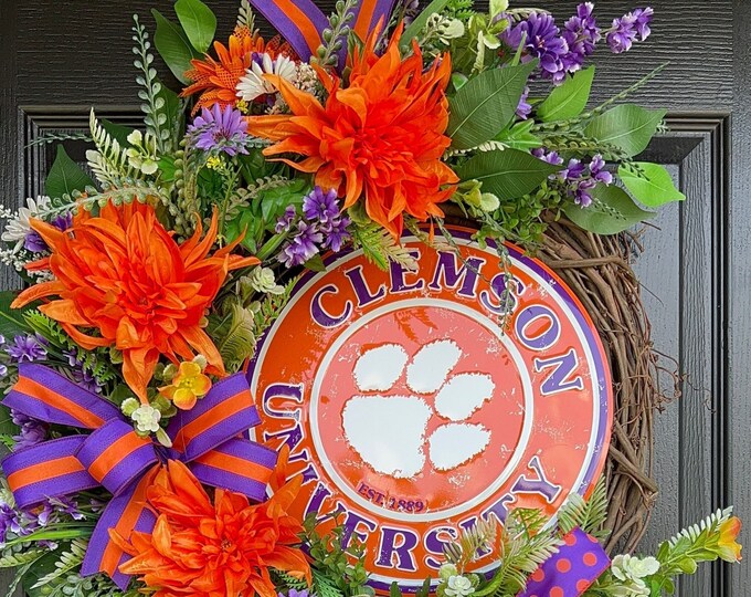 Clemson Wreath Clemson University Clemson Football Clemson - Etsy
