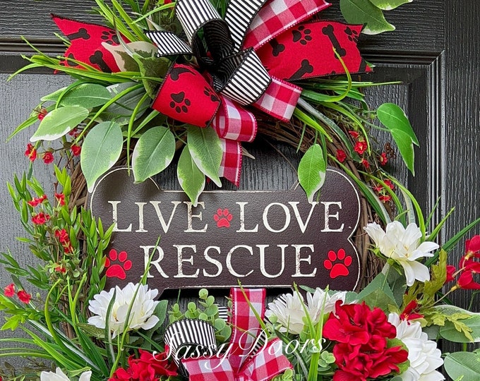 Dog Wreath, Dog Rescue Wreath, Paw Print Wreath, Animal Lovers Wreaths ...