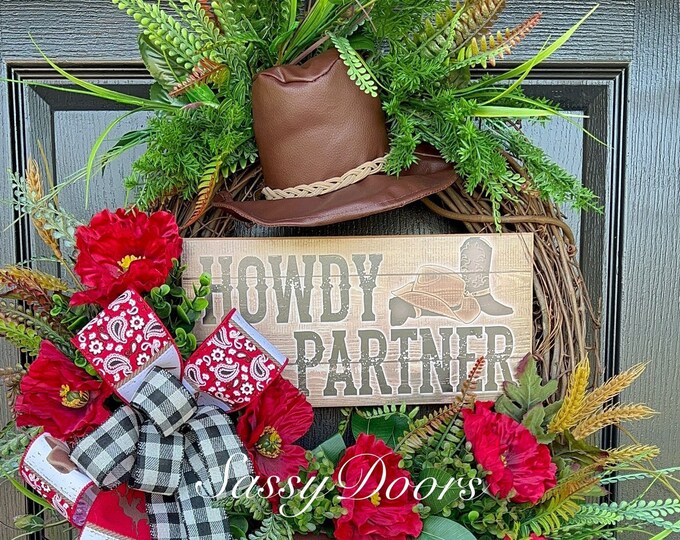 Cowboy Wreath - Western Wreath, Farmhouse Wreath - Ranch Wreath, - Etsy
