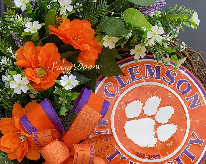 Clemson Wreath Clemson University Clemson Football Clemson | Etsy