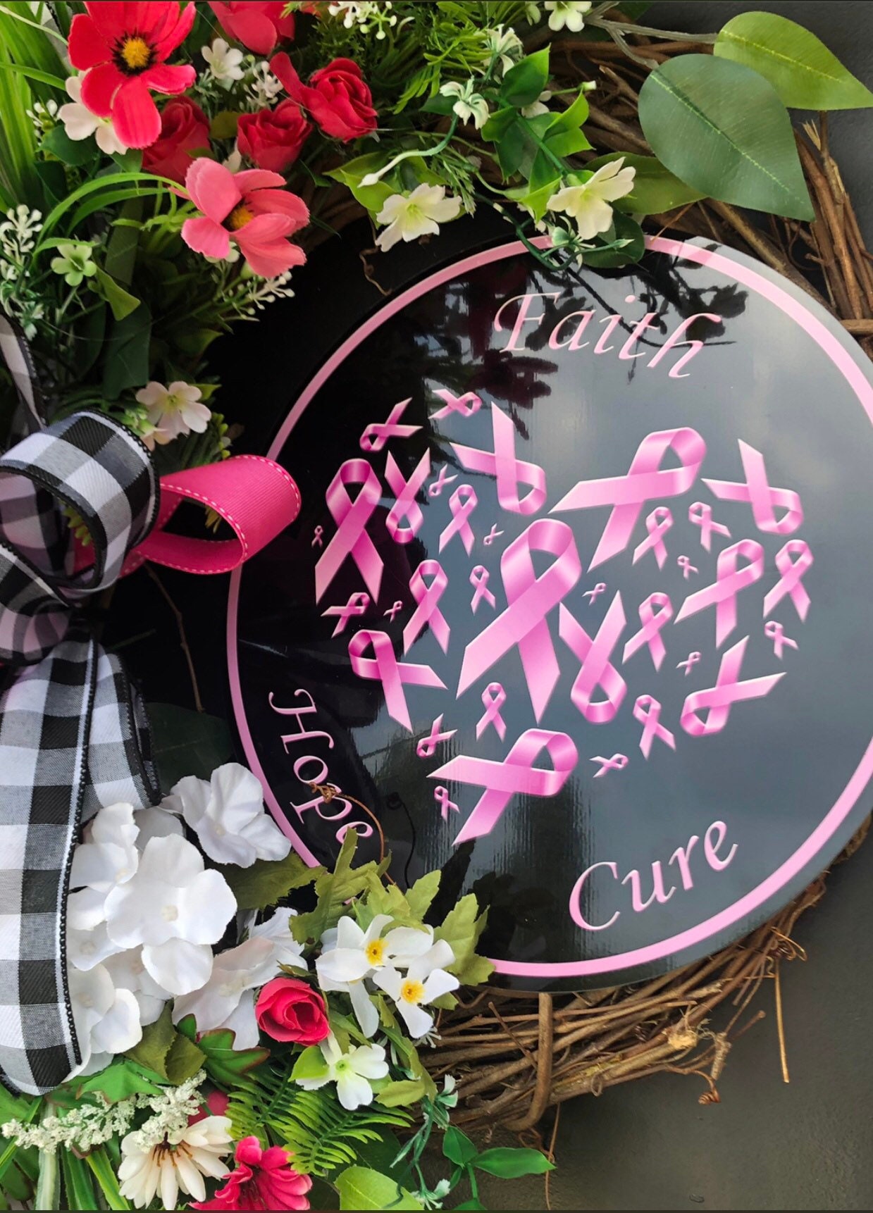 Breast Cancer Awareness, Pink Wreath, Cancer Awareness Wreath ...