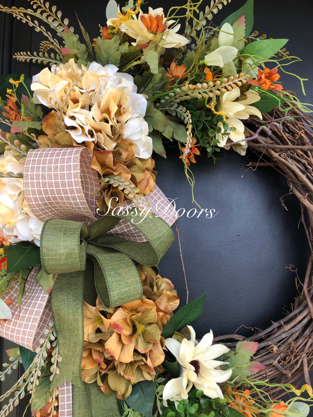 Fall Wreath, Fall Monogram Wreath, Wreath With Letter, Hydrangea Wreath ...