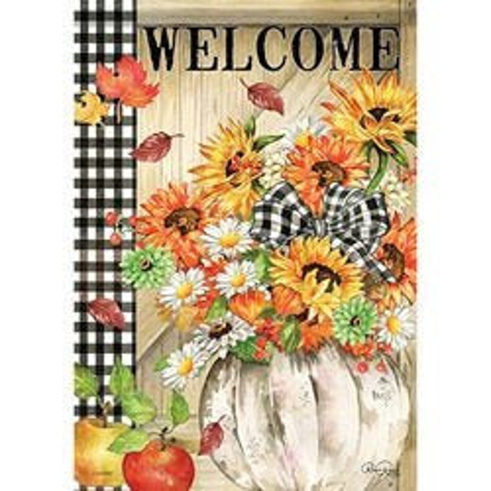 Pumpkin Floral Gingham Fall House Flag Sunflower Fall Flag - Etsy