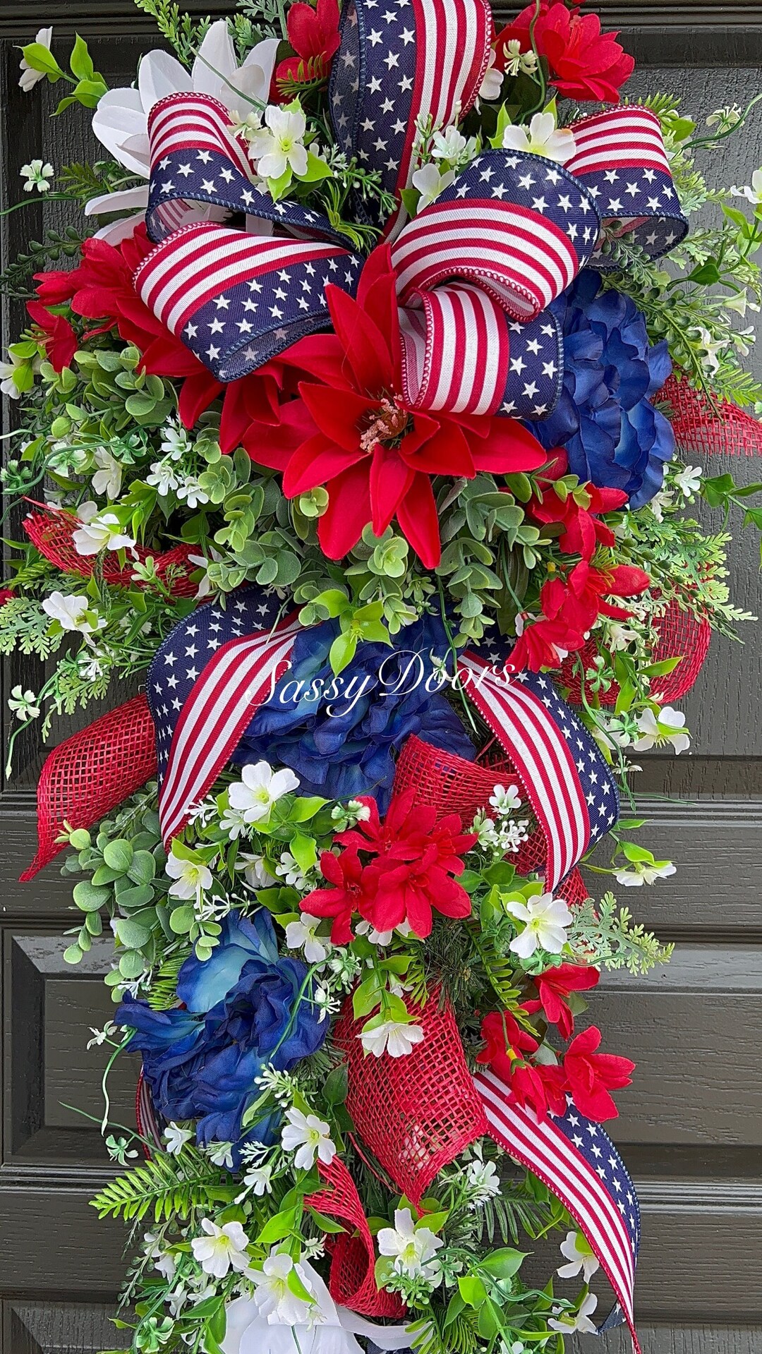 Americana Swag Wreath, Patriotic Wreath, July4th Wreath, Memorial Day ...