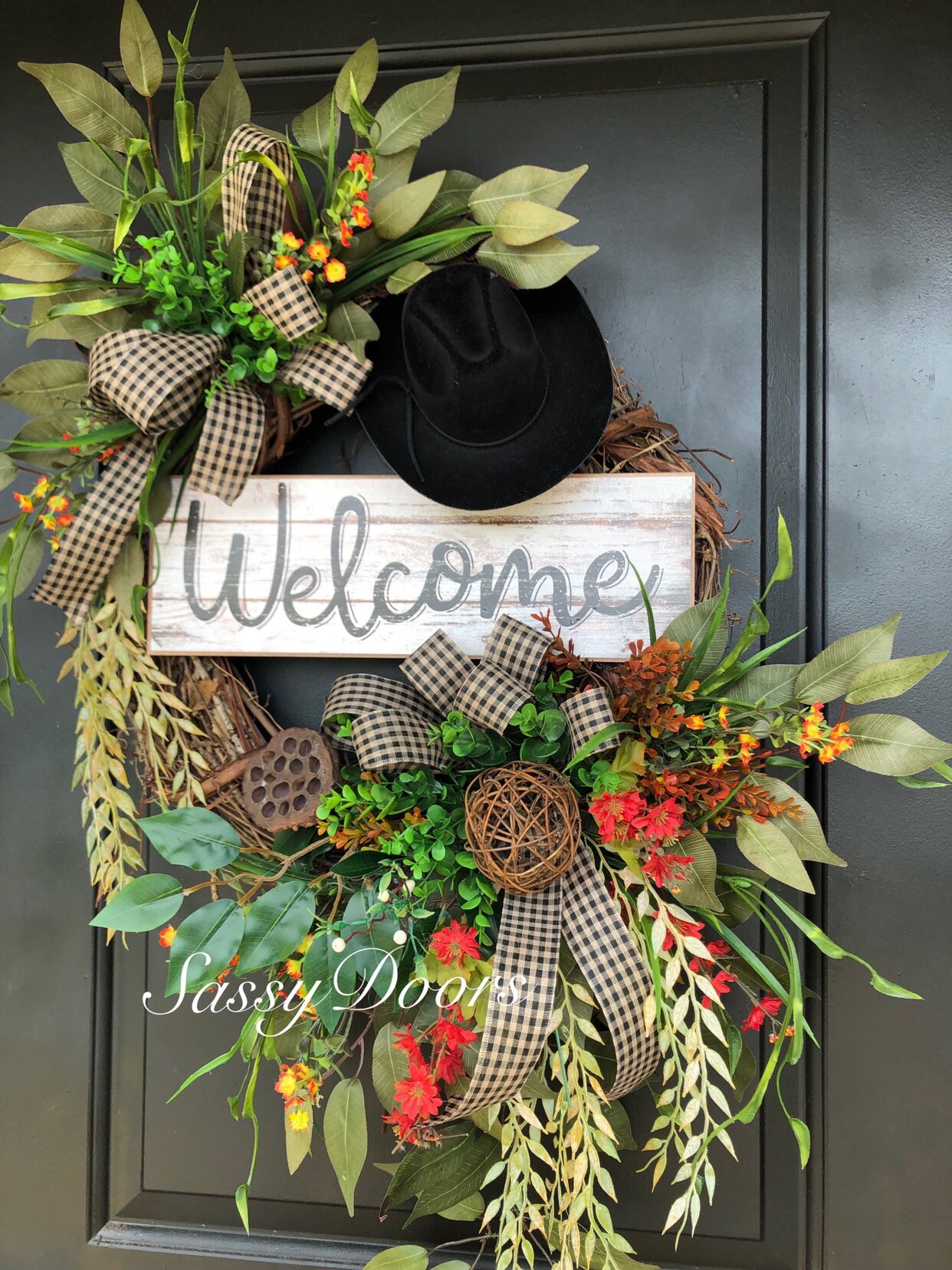 Cowboy Wreath - Western Wreath -Ranch Life Wreath -Cowboy Hat Wreath ...