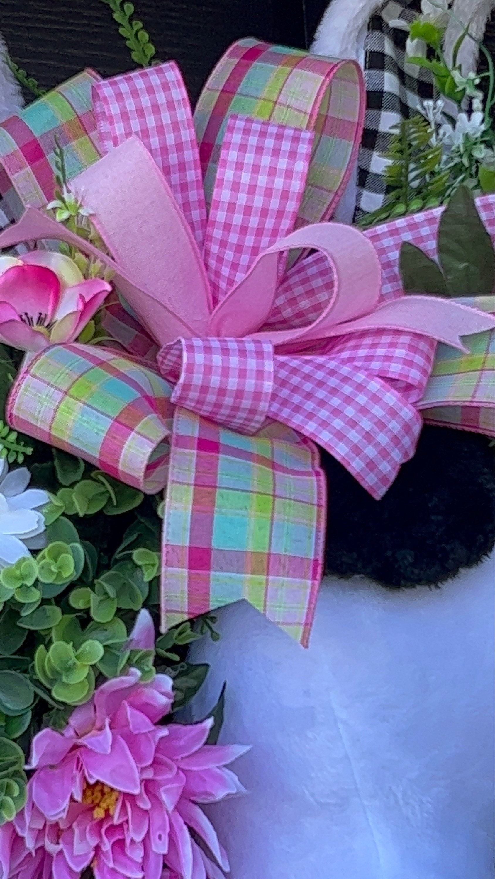 Easter Bunny Butt Wreath, Buffalo Plaid Easter Wreath, Bunny Door ...