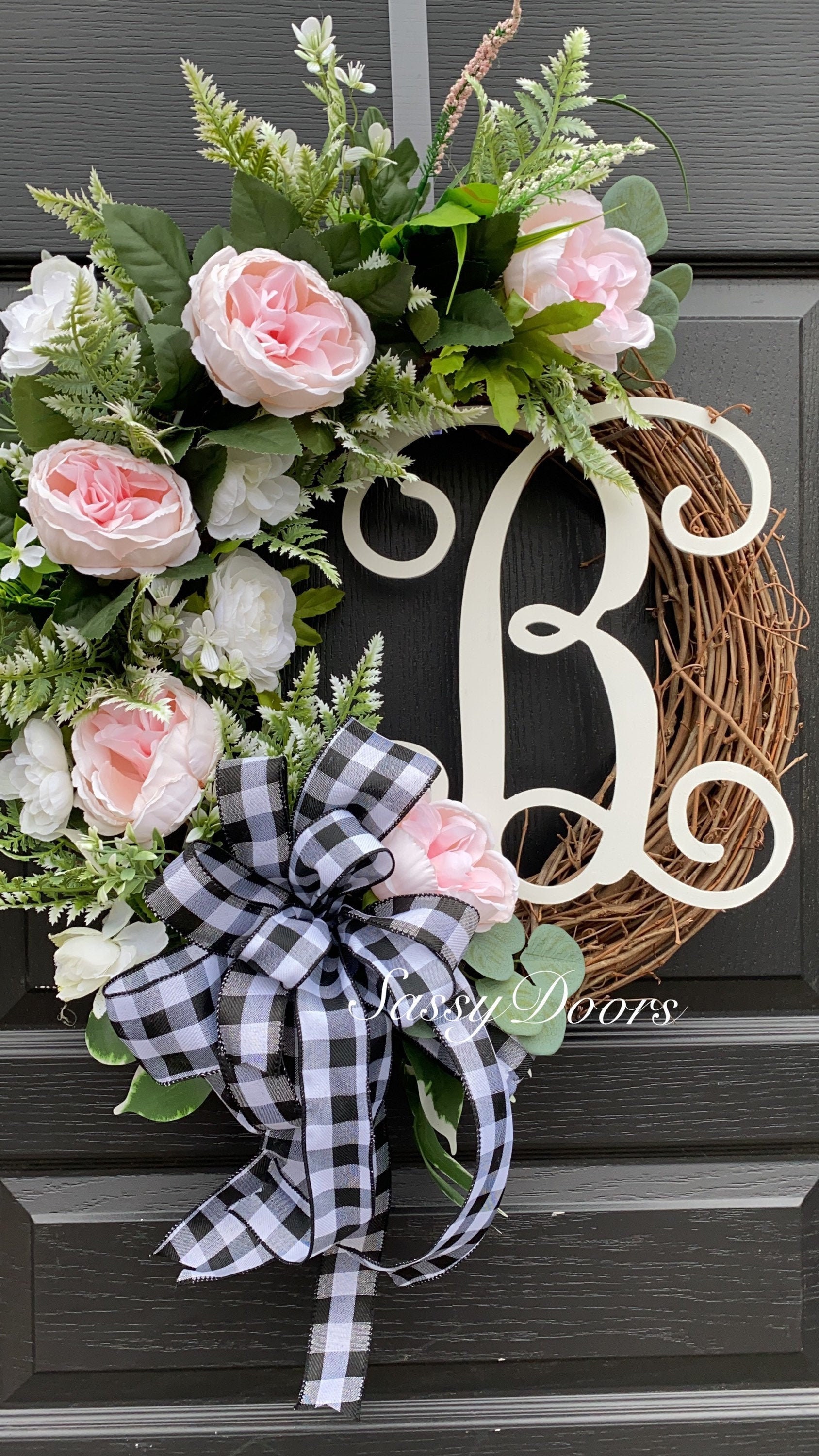 Spring Wreath, Spring Door Wreath, Pink Peonies Wreath, Sassy Doors Wreath