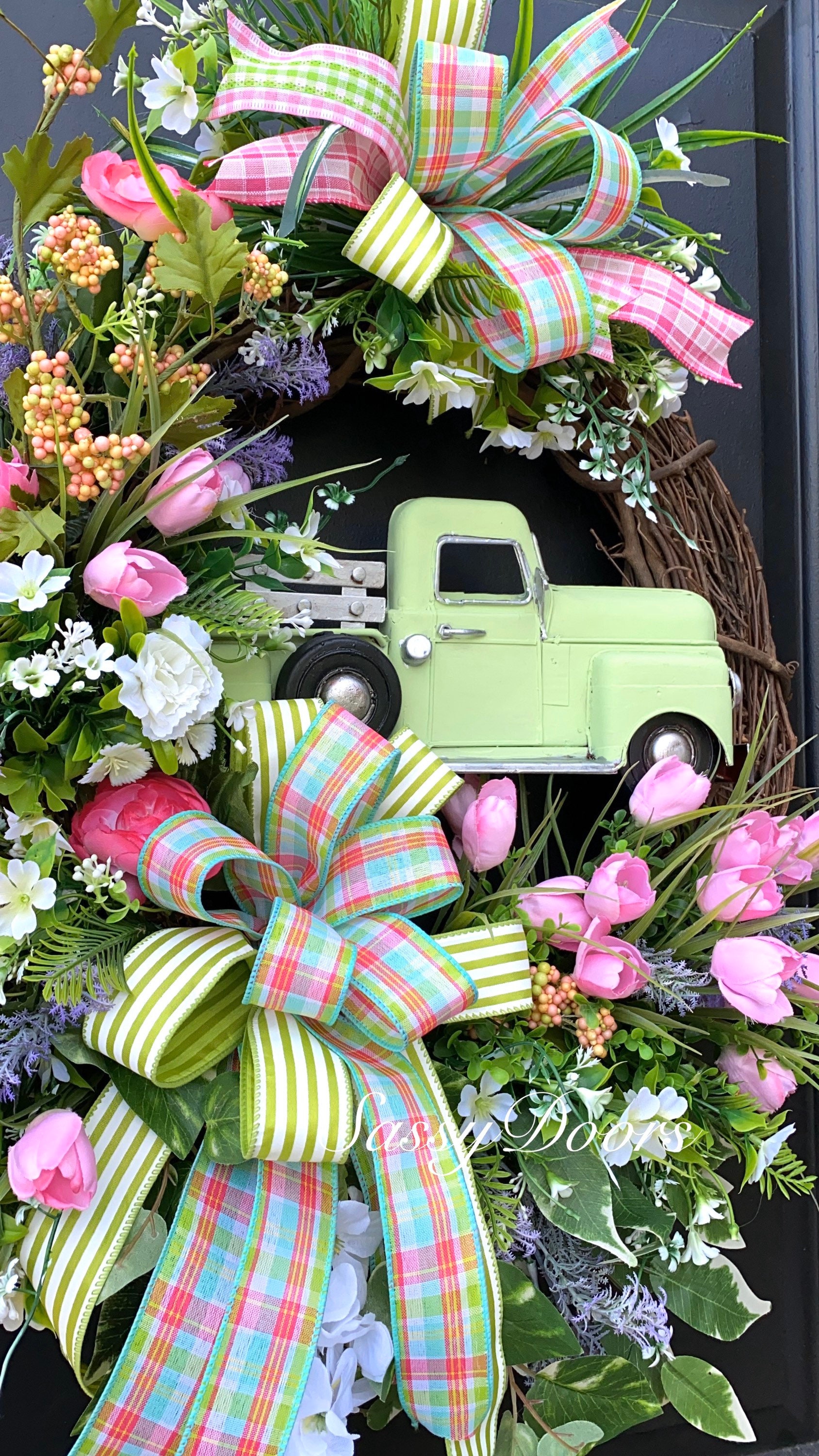Spring Truck Wreath , Summer Truck Wreath, Spring Wreath, Wreath With ...
