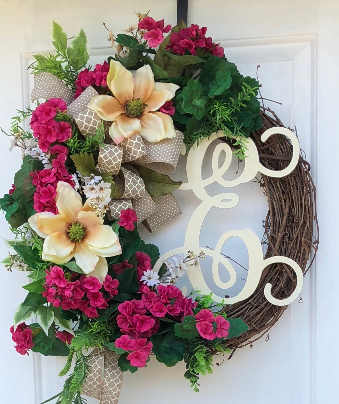 Monogram Wreath- Everyday Wreath-Grapevine Wreath-Wreath For Front Door ...
