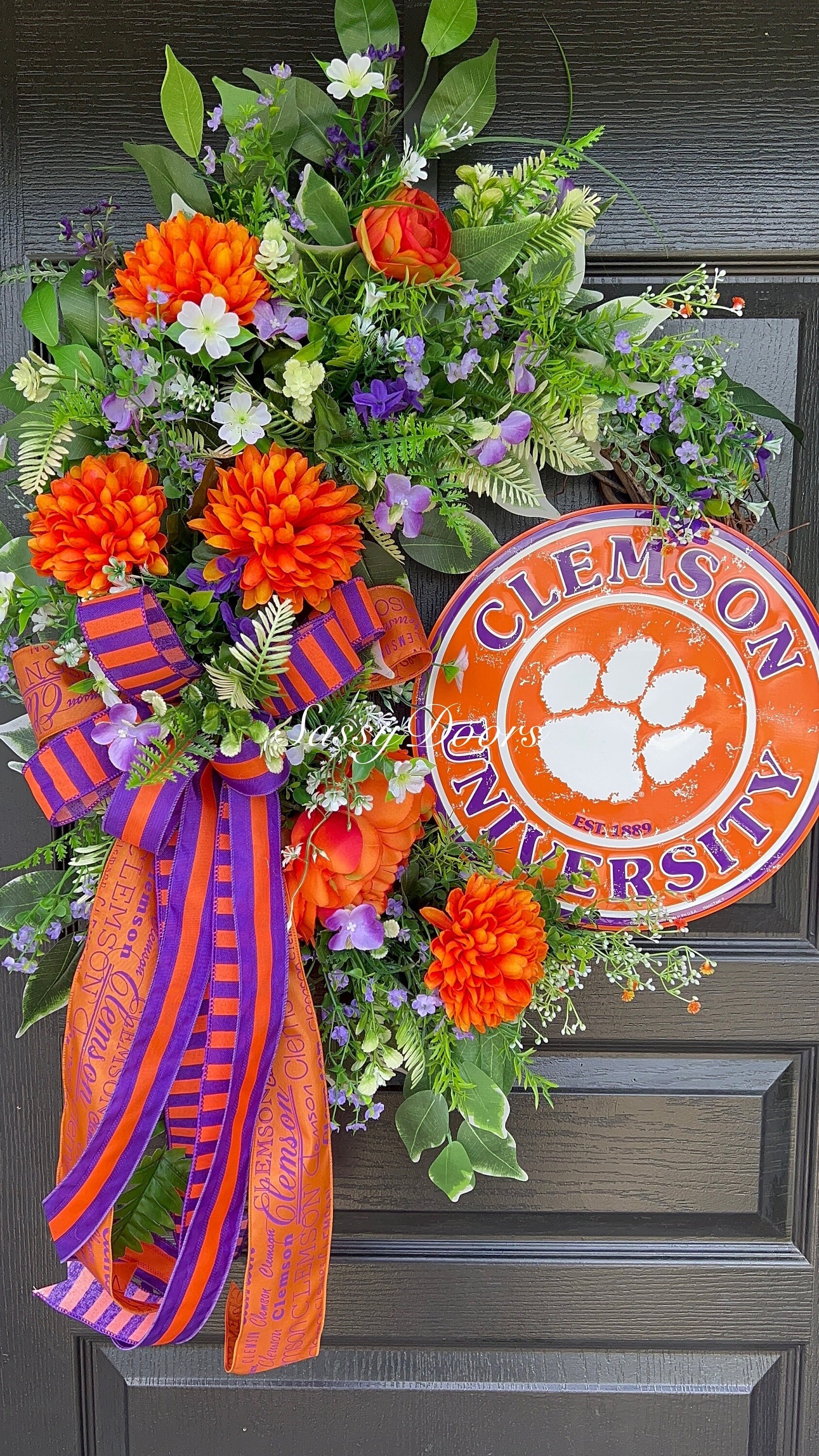 Clemson Wreath, College Wreath, University Door Decor, School Wreath ...