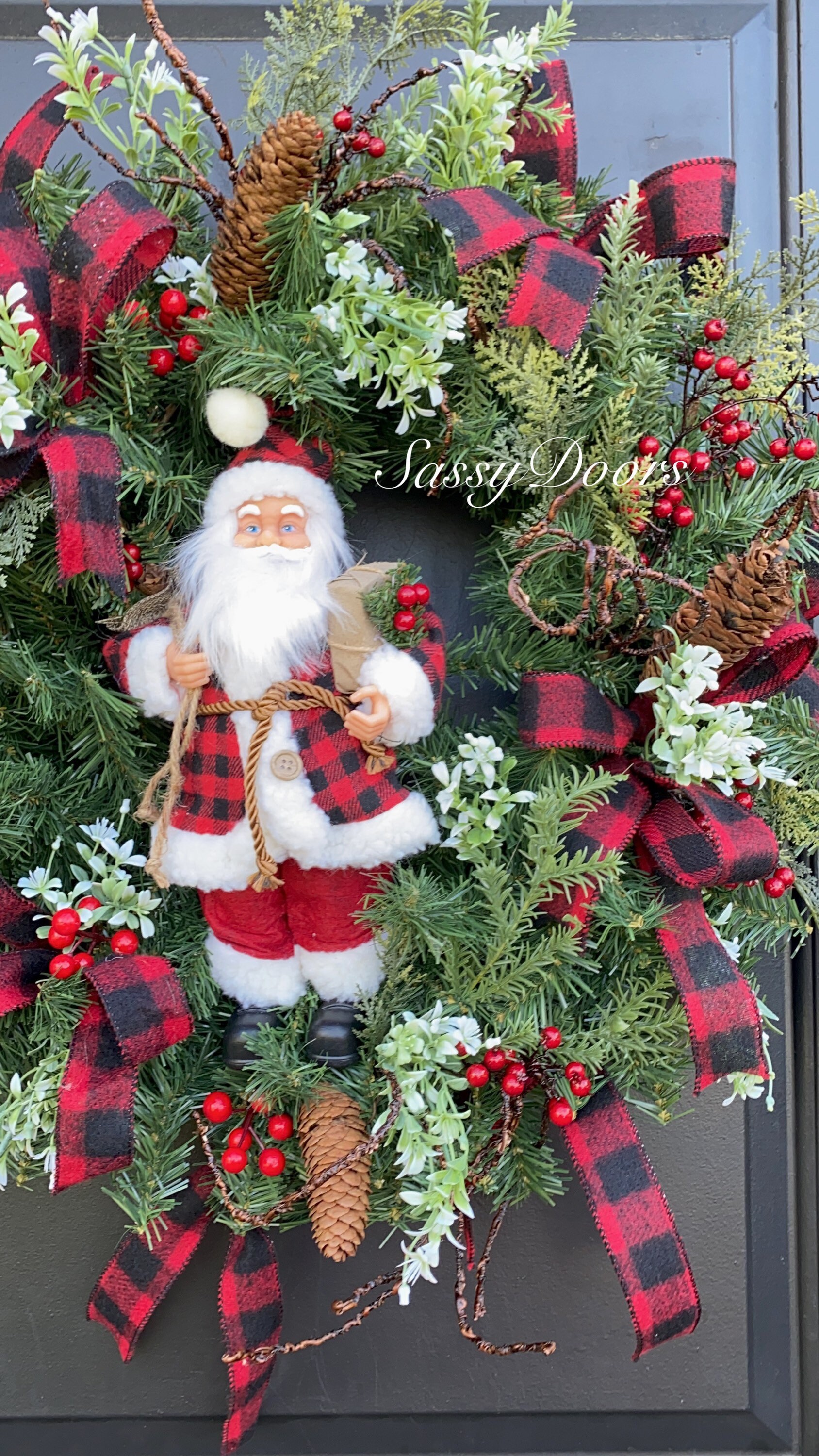 Santa Christmas Wreath, Santa Wreath, Buffalo Christmas Wreath ...