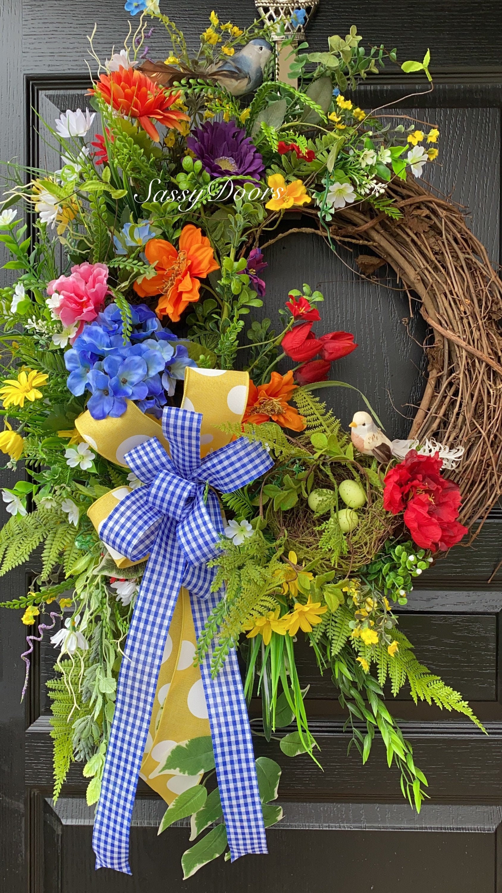 Everyday Wreath, Grapevine Wreath, Wreath With Birds. Spring Door ...