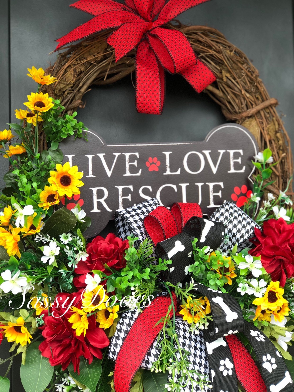 Everyday Wreath, Dog Rescue Wreath, Paw Print Wreath, Animal Lovers ...