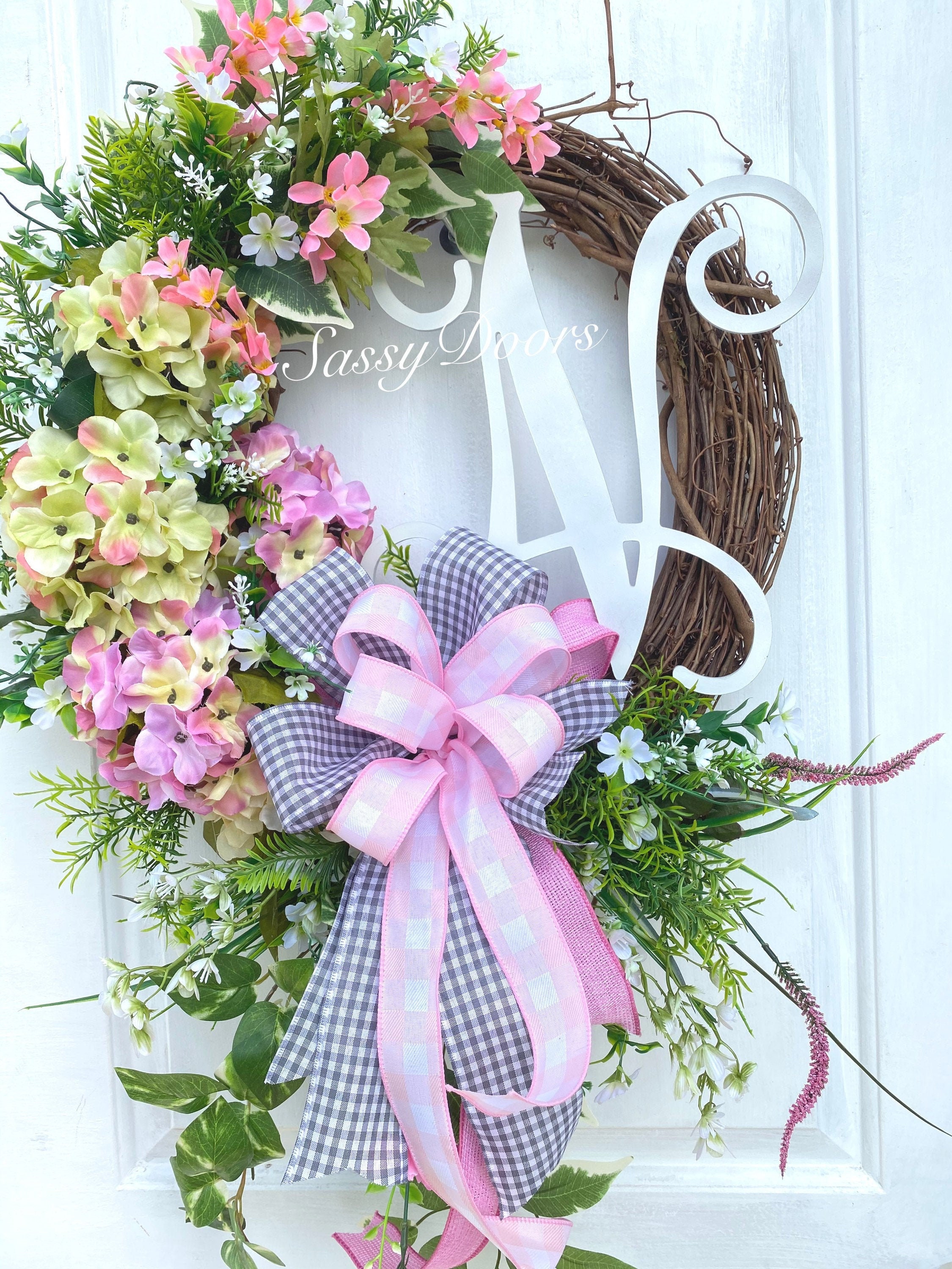 Monogram Wreath, Front Door Wreath, Monogram Wreath, Grapevine wreath ...