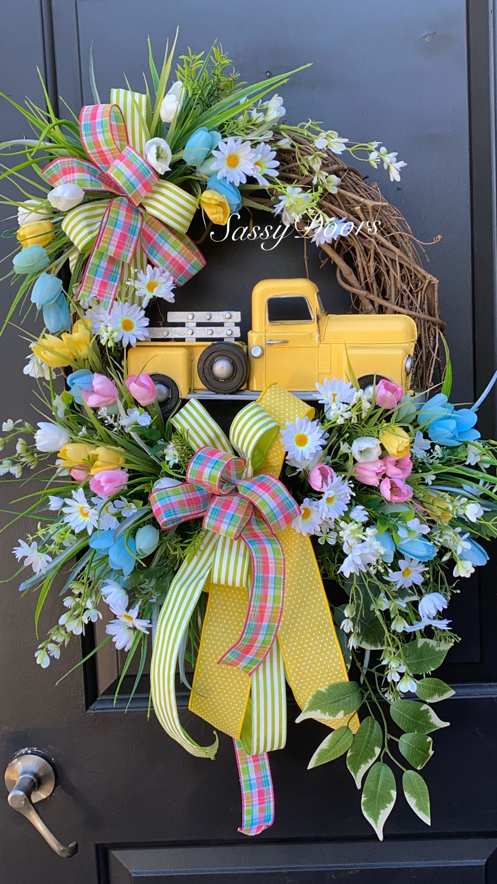 Spring Truck Wreath , Summer Truck Wreath, Spring Wreath, Wreath With ...