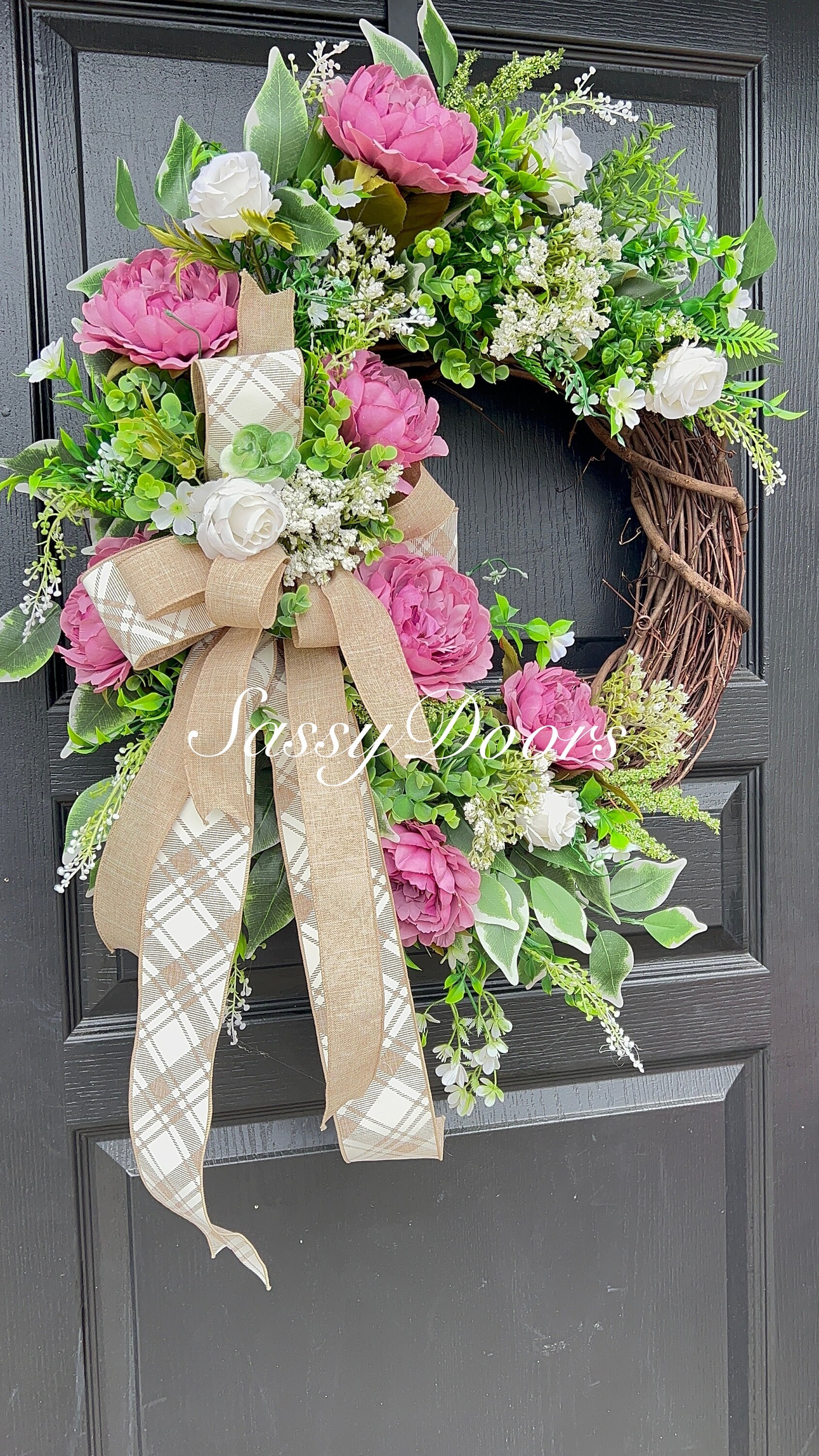 Spring Wreath, Peony Wreath, SassyDoors Wreath, Peony Spring Garden ...
