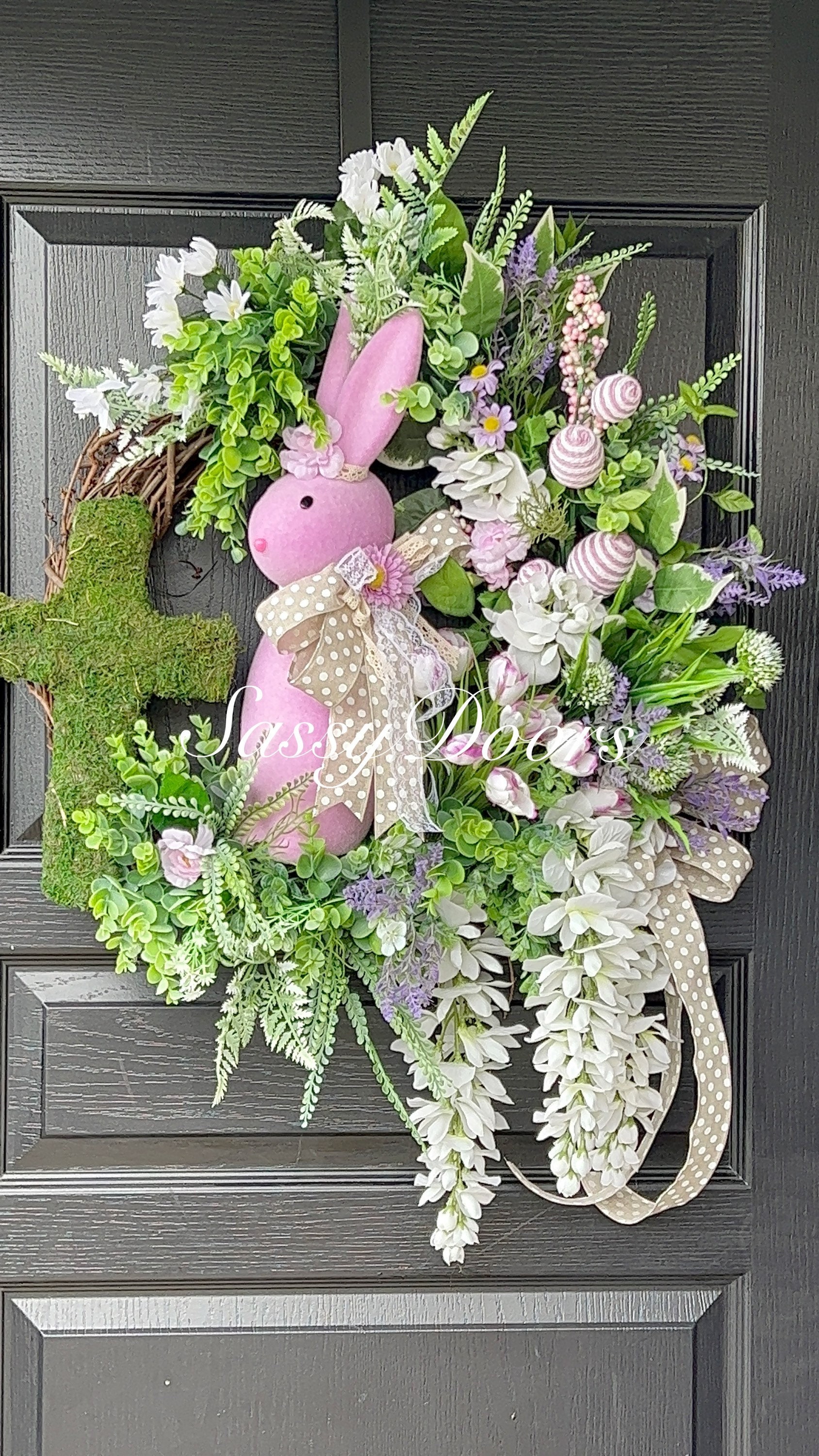 Easter Bunny Wreath, Flocked Easter Bunny Wreath, Bunny Wreath, Easter ...
