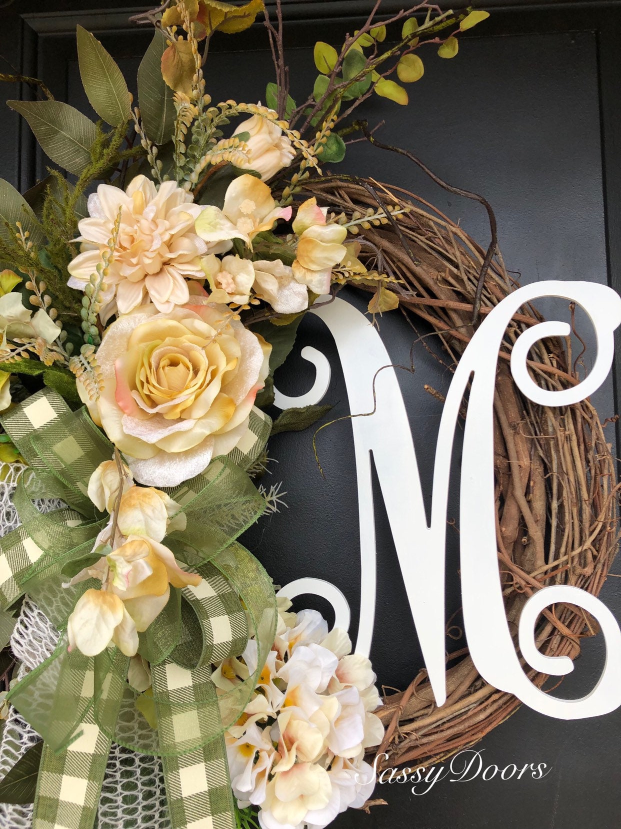 Hydrangeas Wreath, Everyday Monogram Wreath, Monogram Wreath, Sassy ...