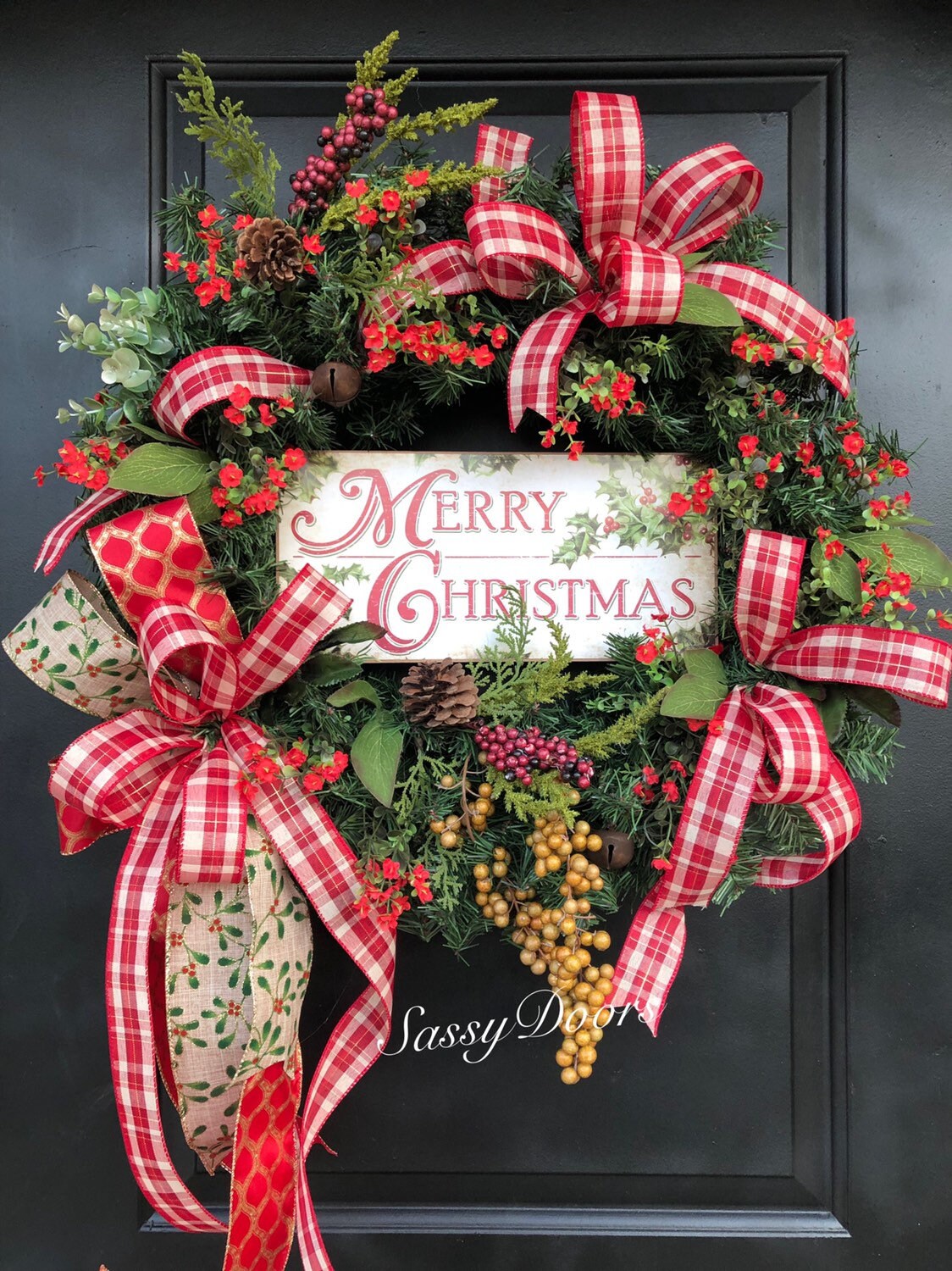 Christmas Wreath, Rustic Christmas Wreath, Traditional Christmas Wreath ...