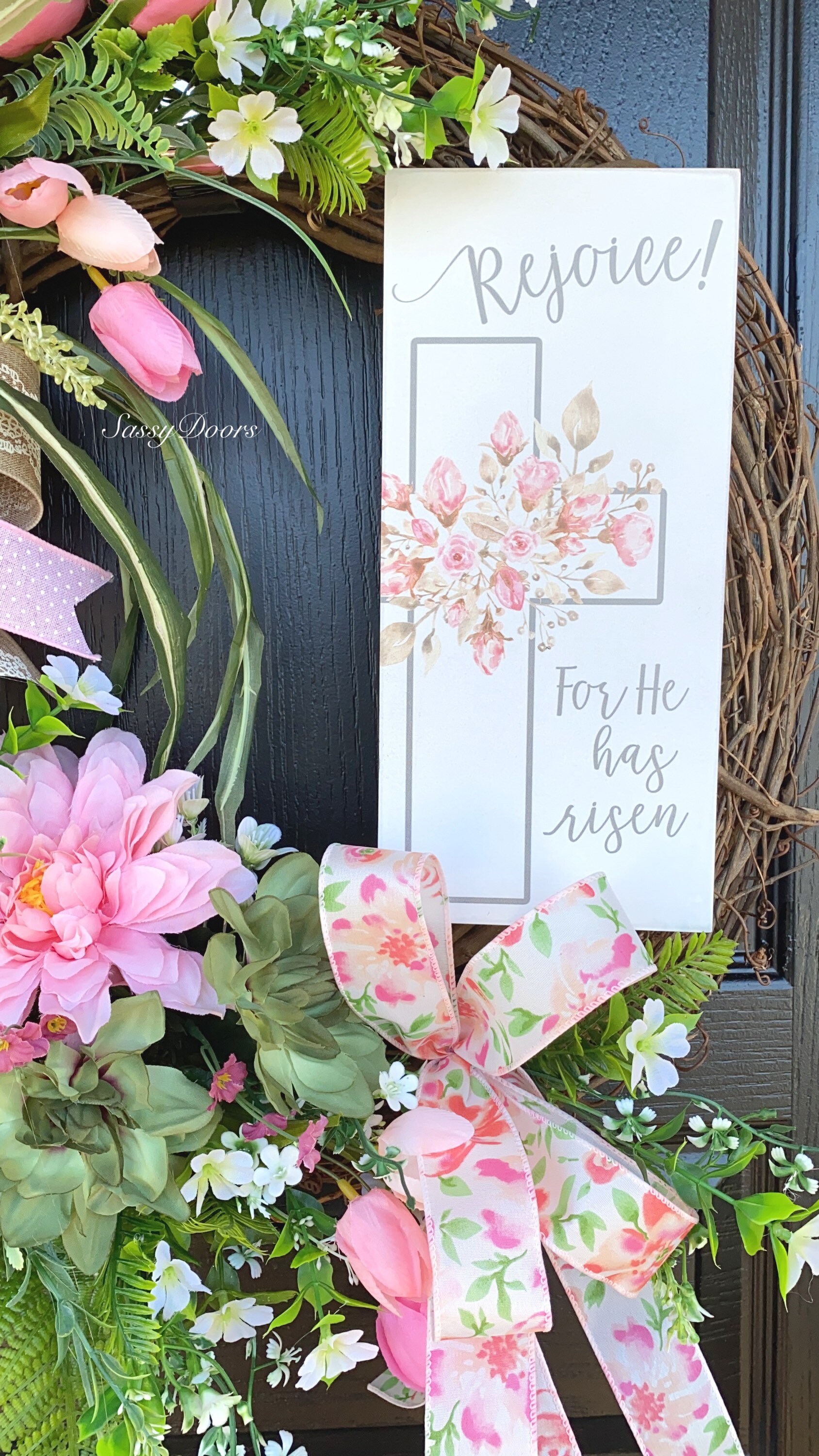 Easter Wreath, Religious Easter Wreath, He Is Risen Easter Front Door ...