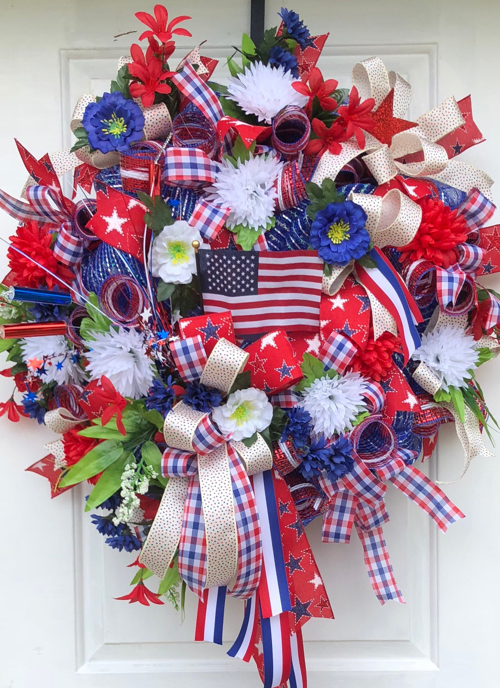 Patriotic Wreath, Memorial Day Wreath, July 4th Wreath, Deco Mesh ...