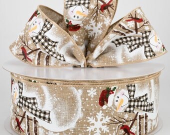 Snowman Ribbon, 10 Yards, Christmas Ribbon, Red Truck Ribbon, Print ...