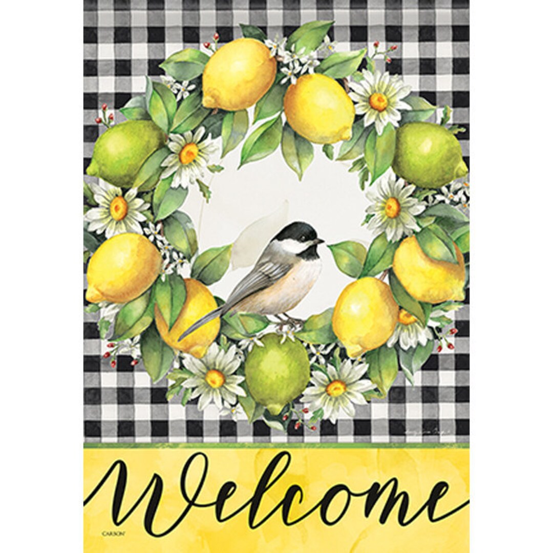 Buffalo Plaid Garden Flag- Double Sided Flag, Lemon Flag- Flag With ...