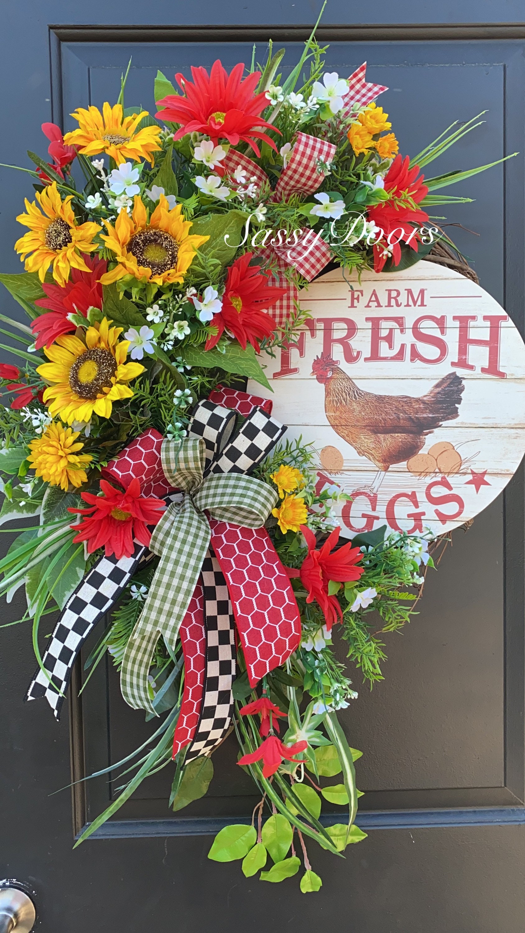 Farmhouse Wreath- Wreath For Front Door- Wreath With Hen , Everyday ...