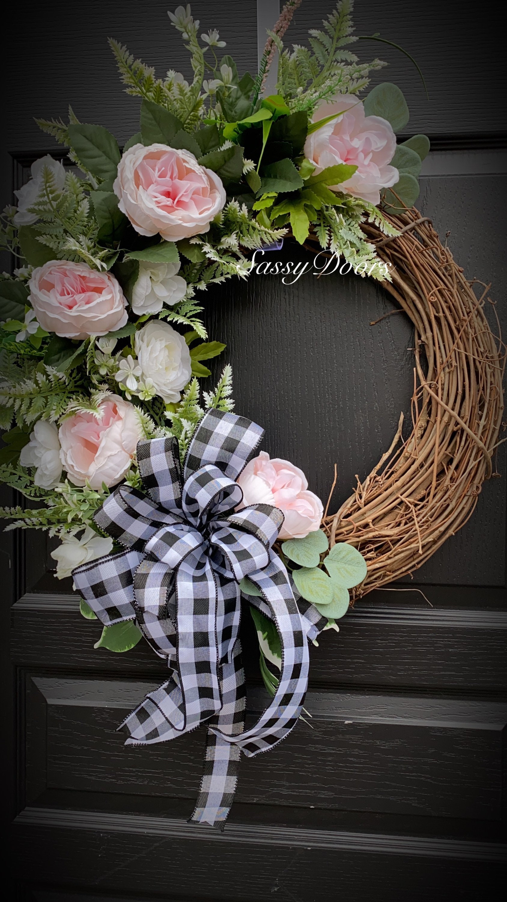Spring Wreath, Spring Door Wreath, Pink Peonies Wreath, Sassy Doors Wreath