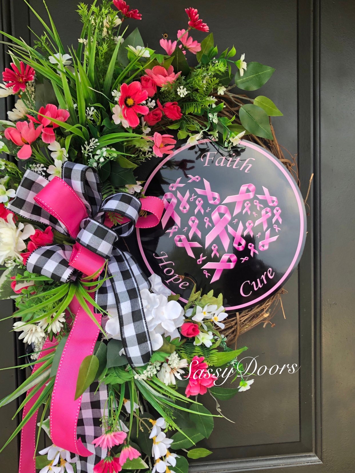 Breast Cancer Awareness, Pink Wreath, Cancer Awareness Wreath ...
