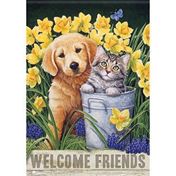 Furry Friends Flag-Dog And Cat Flag- Flag With Cat And Dog, Animal ...