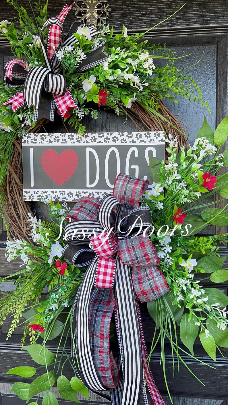 Dog Wreath Paw Print Wreath Animal Lovers Wreaths Front - Etsy