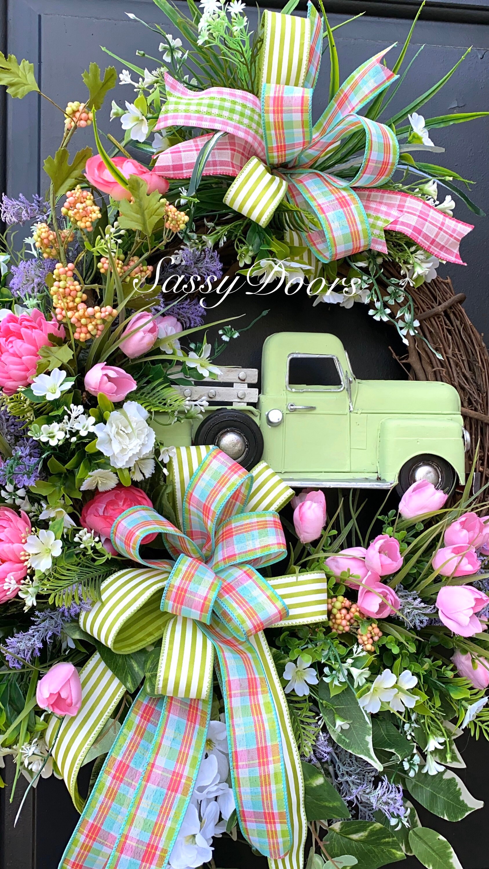 Spring Truck Wreath , Summer Truck Wreath, Spring Wreath, Wreath With ...