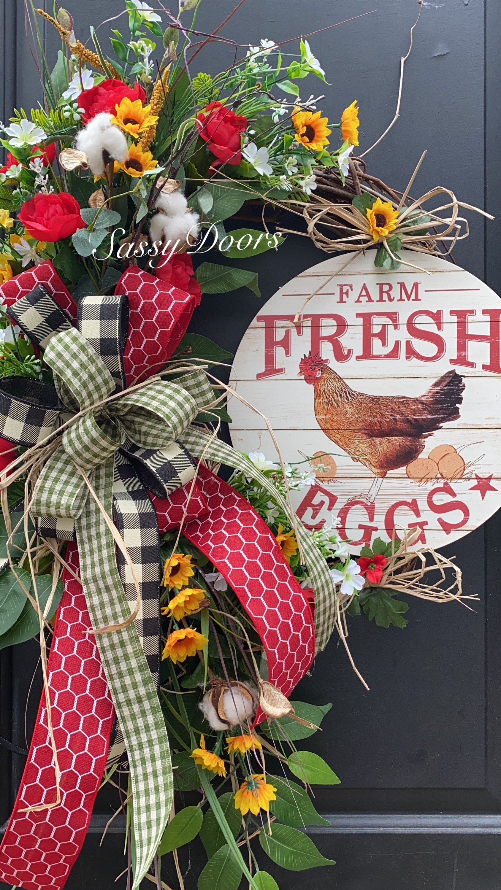Farmhouse Wreath- Wreath For Front Door- Wreath With Hen , Everyday ...