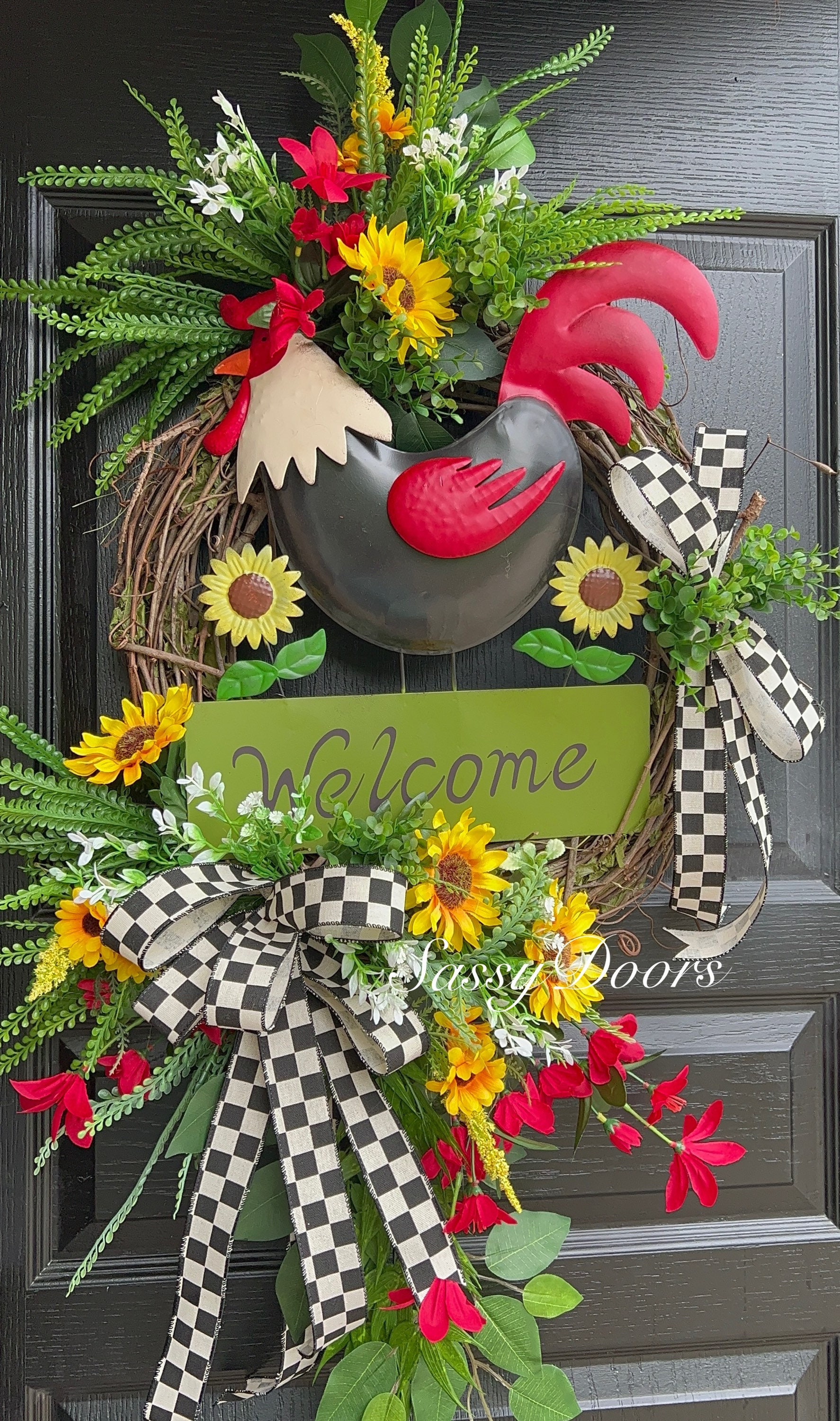 Rooster Wreath Farmhouse Wreath-rooster Front Door Wreath | Etsy