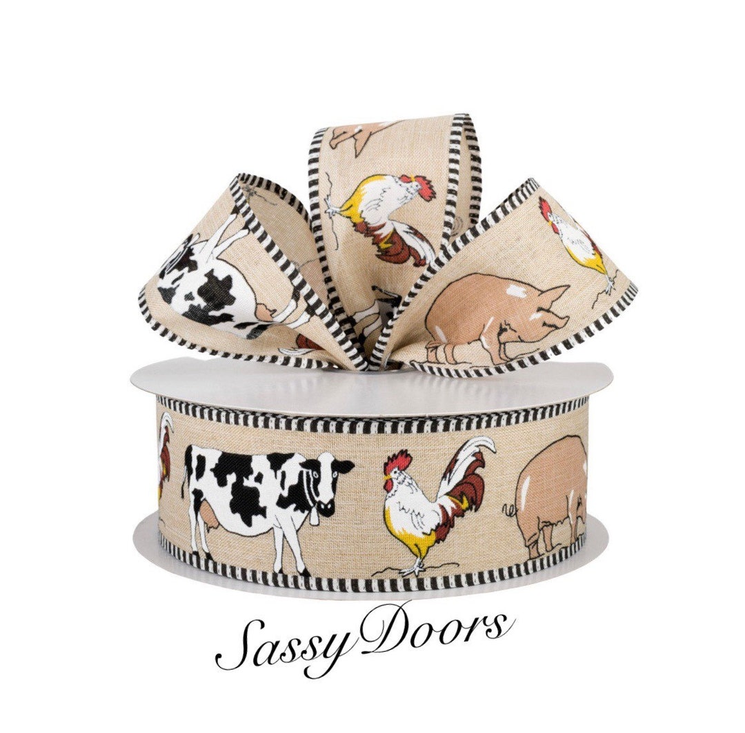 Farmhouse Animal Ribbon, 2 1/2 Wide Farm Animal Ribbon, 10 Yards, Craft ...