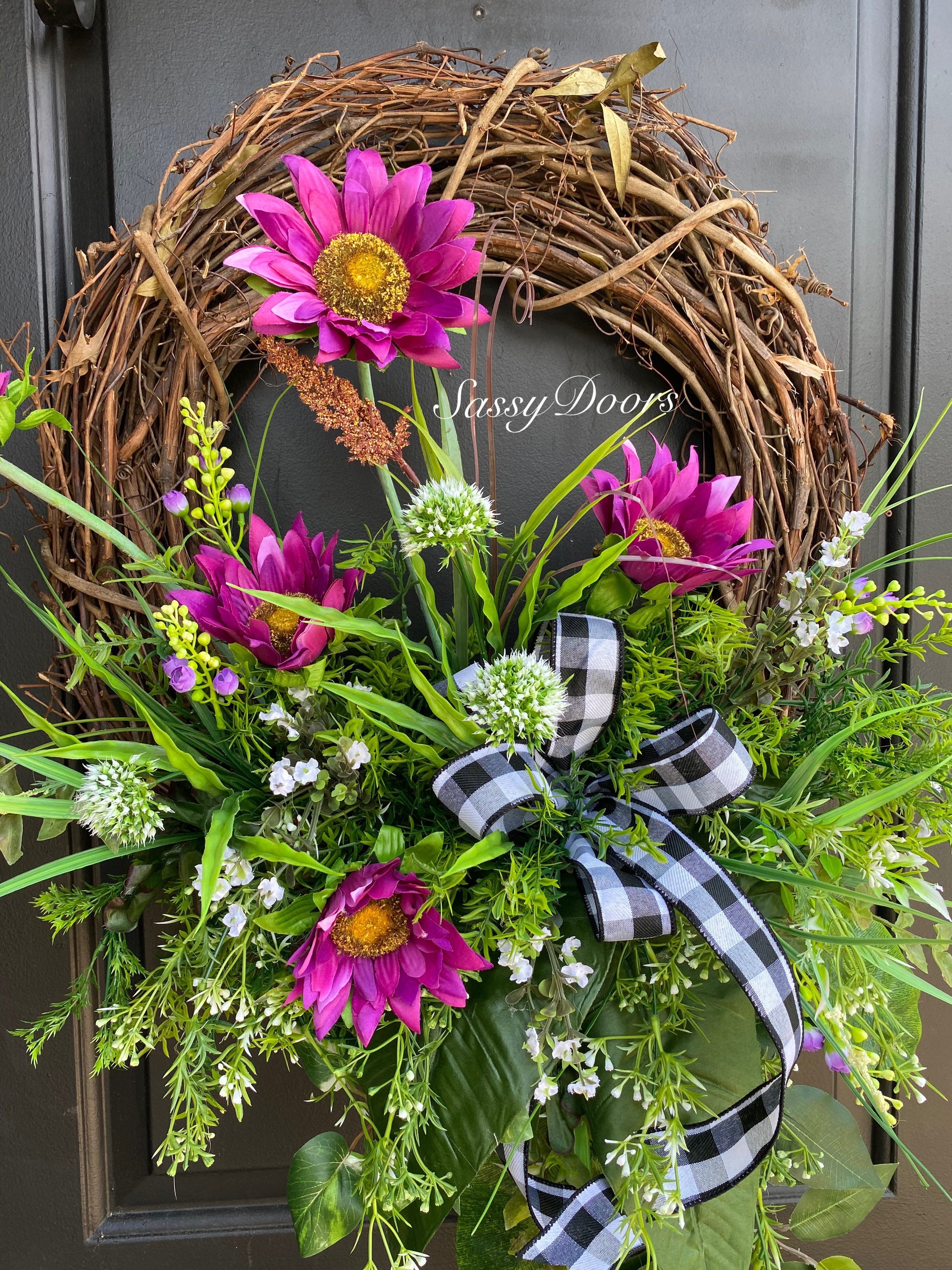 Spring And Summer Wreath, Welcome Wreath, Sunflowers Wreath, SassyDoors ...