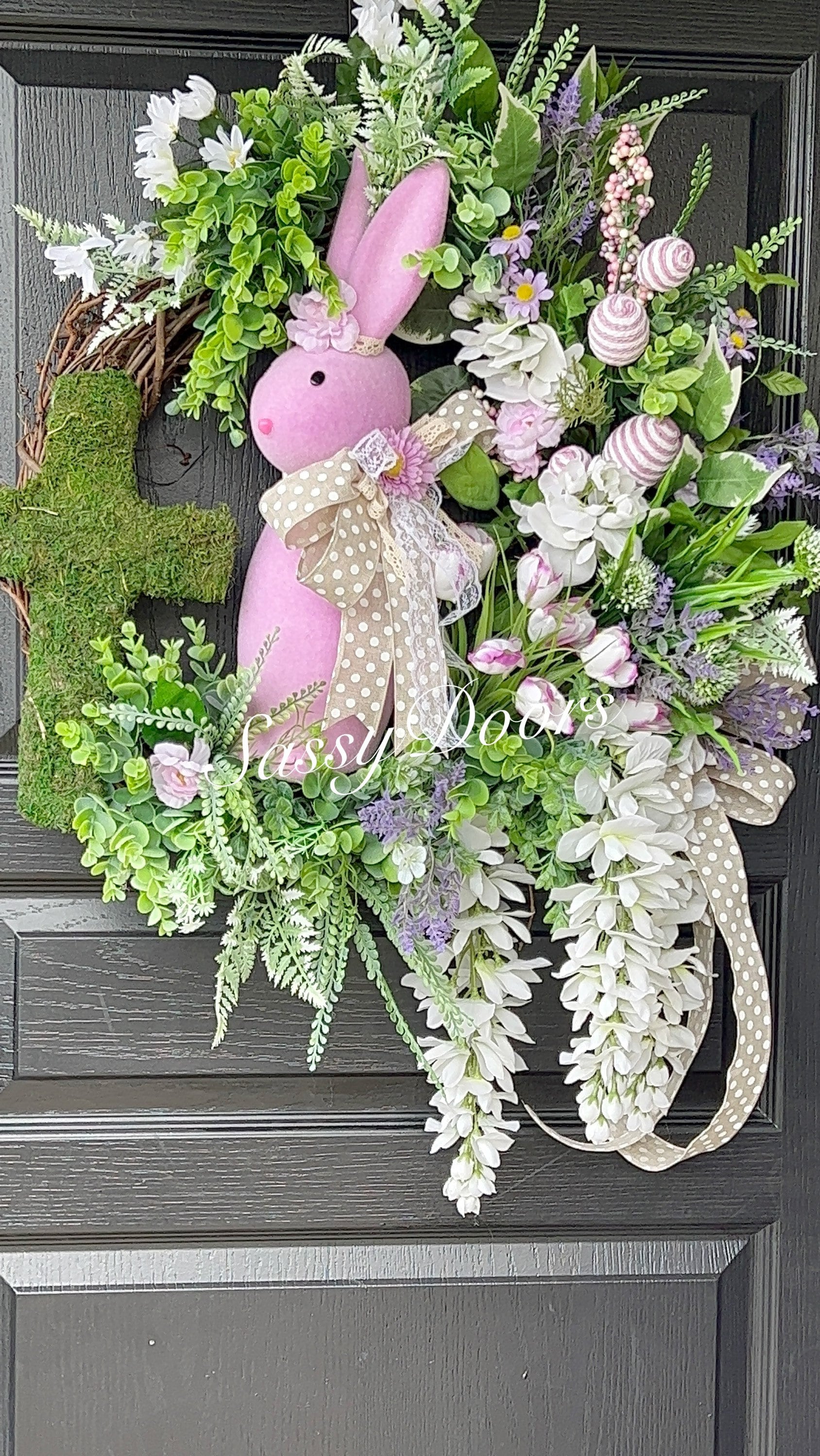Easter Bunny Wreath, Flocked Easter Bunny Wreath, Bunny Wreath, Easter ...