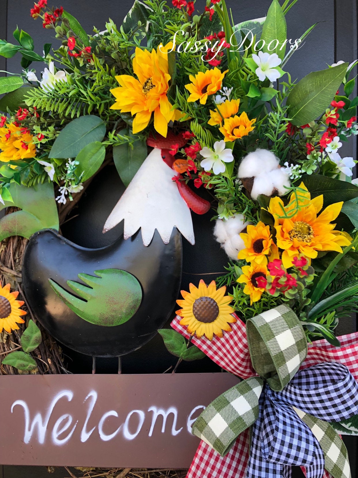 Rooster Wreath- Farmhouse Wreath-Rooster Front Door Wreath- Farmhouse ...