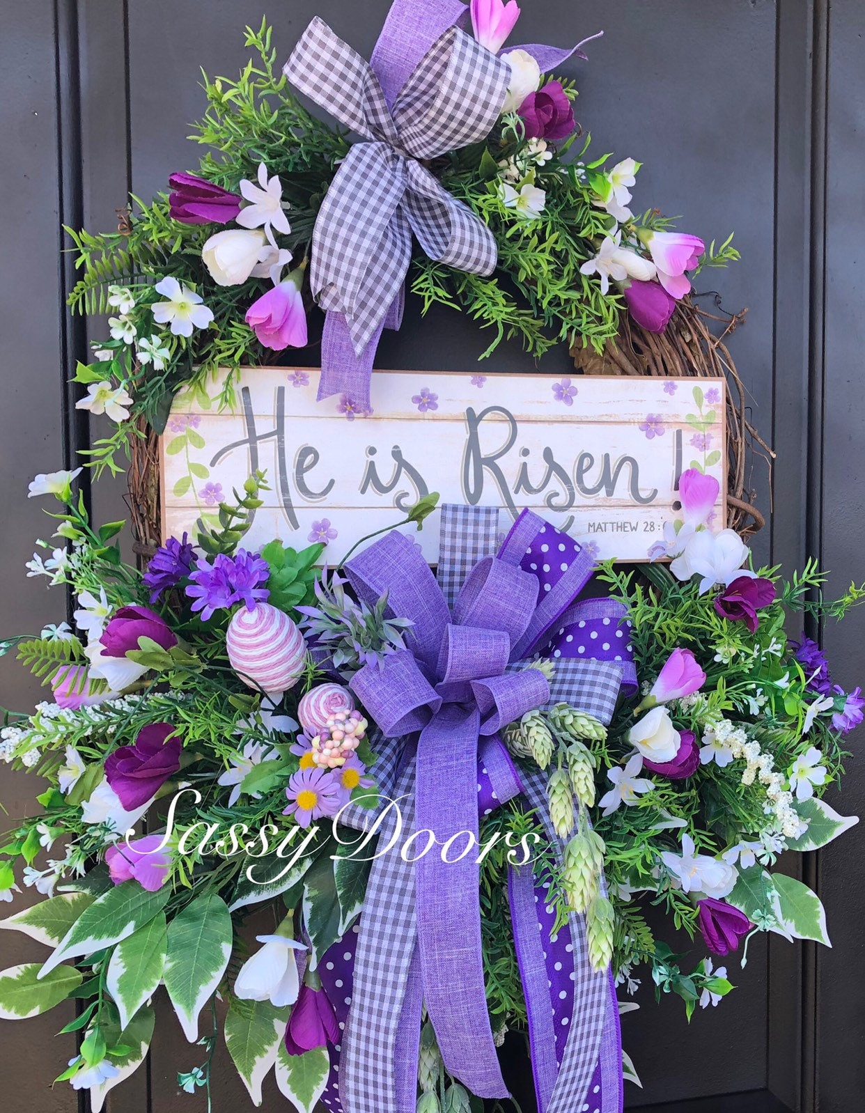 Easter Wreath, Spring Wreath, Religious Wreath, He Is Risen Wreath ...