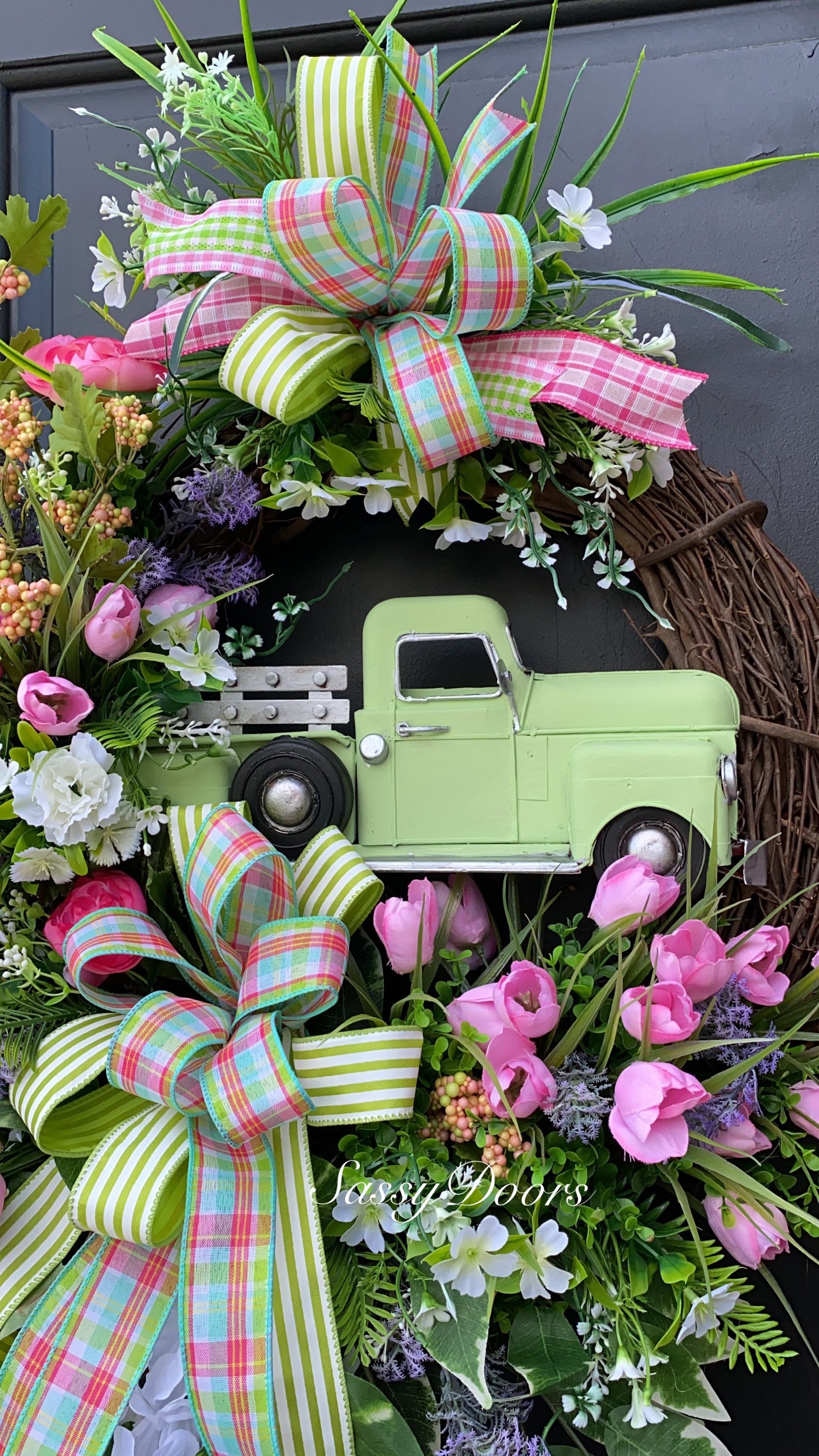 Spring Truck Wreath , Summer Truck Wreath, Spring Wreath, Wreath With ...